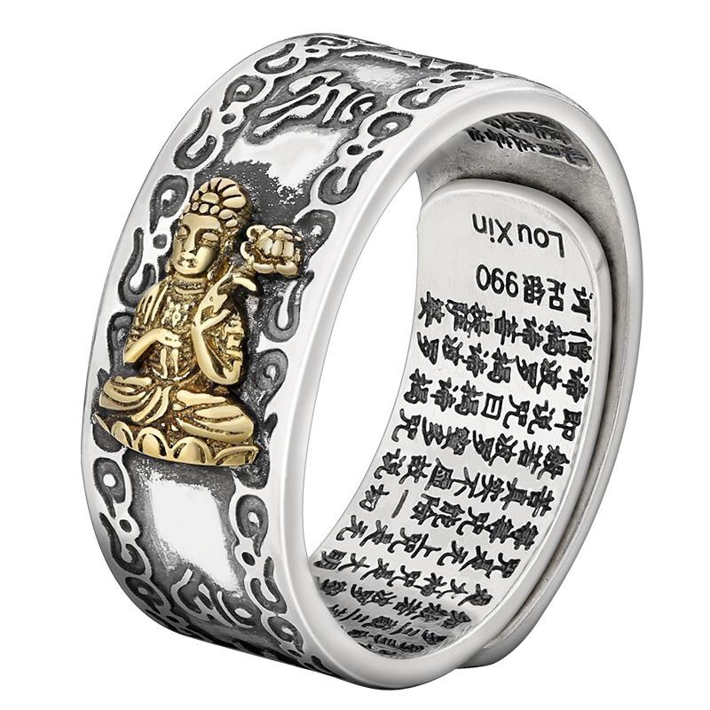 【Best price】99 Benmingfo Ring Men's Heart sutra Six-character True ...