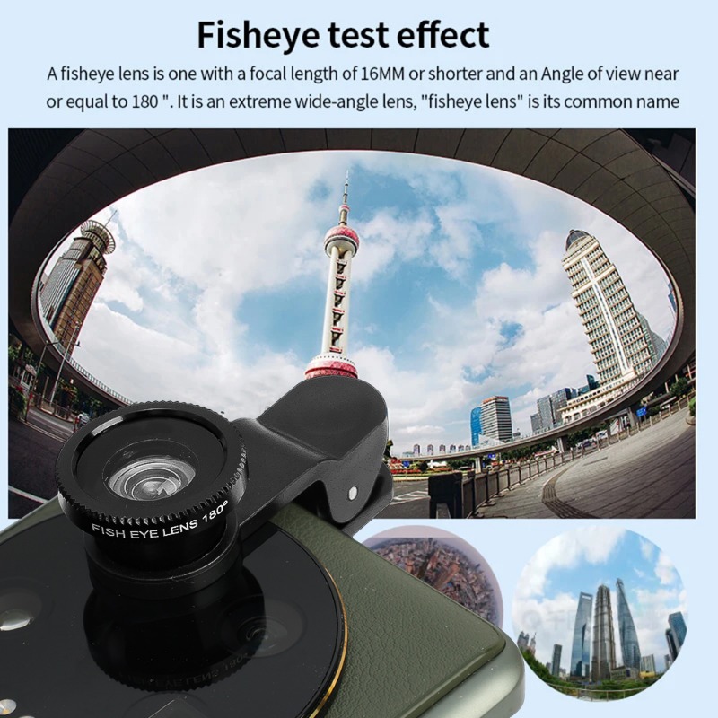3 in 1 Fisheye Wide Angle Camera Lens for Phone Camera Lens Clip Macro ...