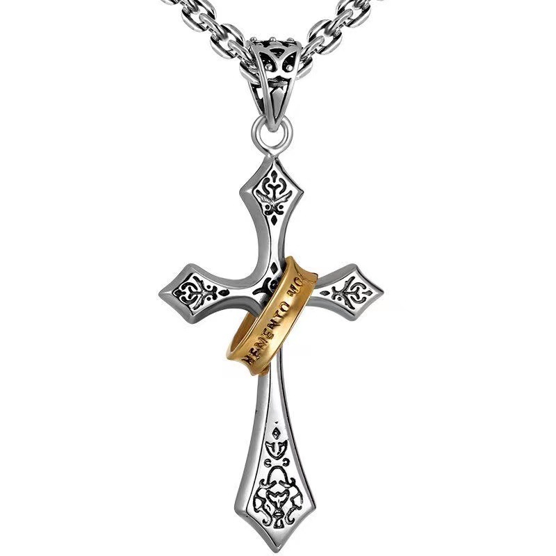 Time Offer】Vintage Cross Necklace Men's Cold Hip-Hop Pendant Thai ...