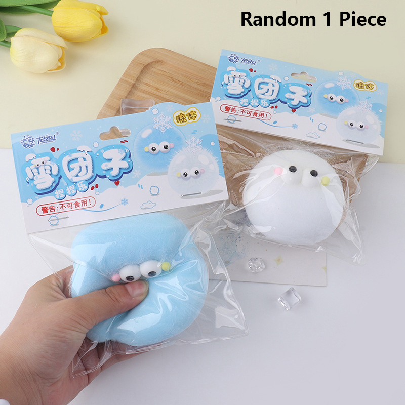 1 Piece Flocking Fluid Snowball Stress Relief Toy Mochi Slow Rebound ...