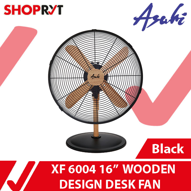 Asahi XF 6004 Desk Fan 16" (Black) Wooden Retro Fan | Asahi Desk Fan XF ...
