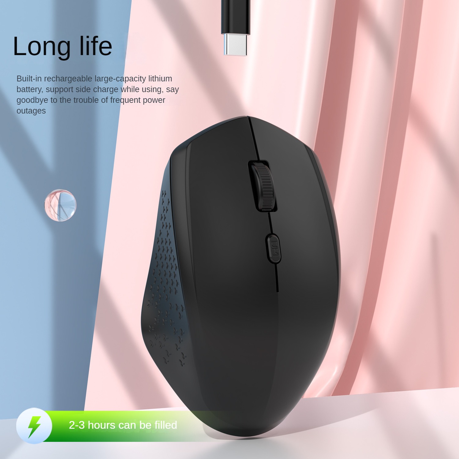 2.4G/Bluetooth Dual Mode Wireless Mice 1600 DPI Rechargeable Ergonomic ...