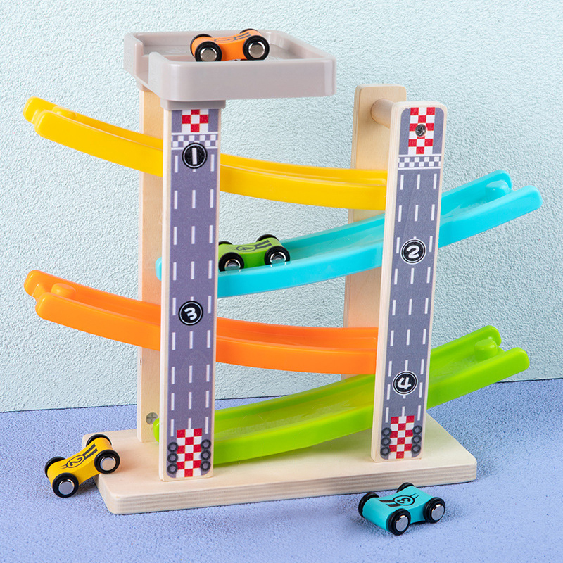 4Pcs Child Scooter Miniature Track Sliding Racing Inertial Pull Back ...