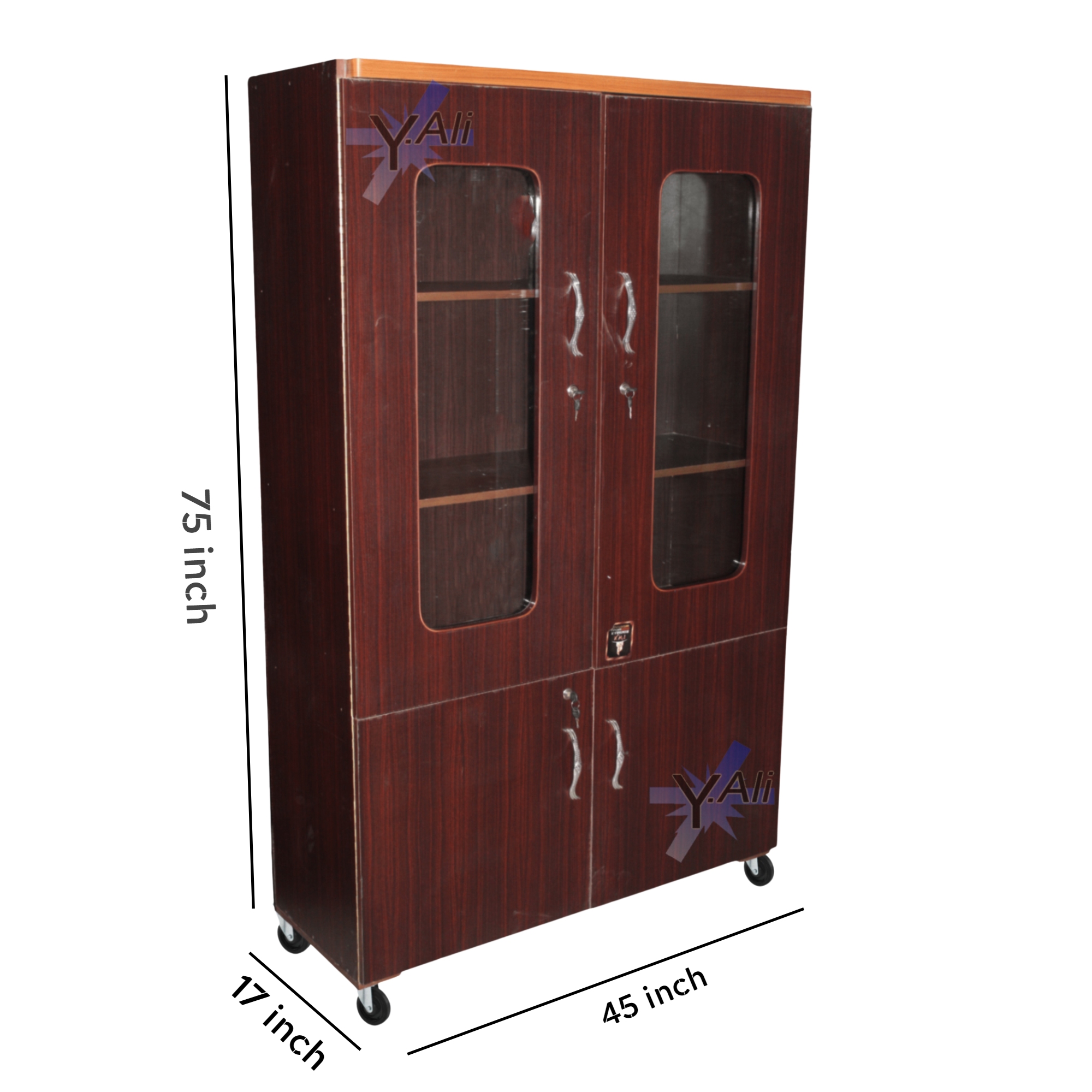 Customized 6x4 Feet Wooden Showcase with Glass Doors Cupboard ...