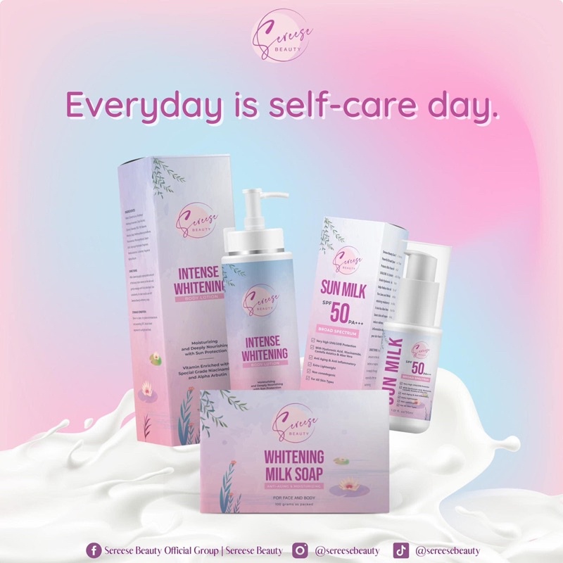 Sereese Beauty Trio Set (Whitening Milk Soap 100g, Sun Milk SPF50 ...