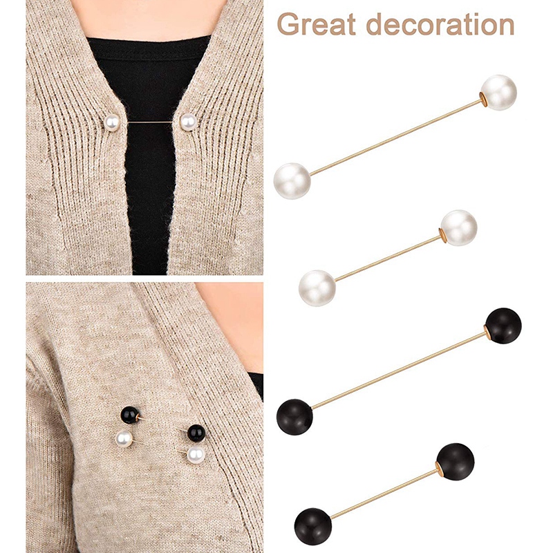 6 Pieces Sweater Shawl Clips Set, Include Double Faux Pearl Brooch Pins ...