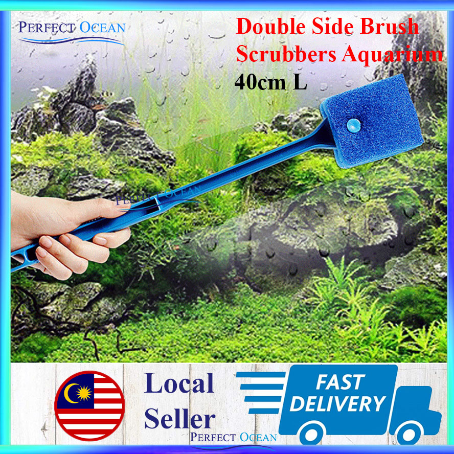 Double Side Brush Scrubbers Aquarium Long Handle Fish Tank Cleaning ...