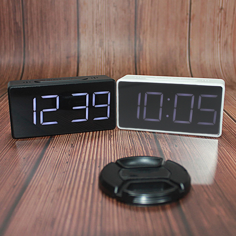 【Discount offer】LED Wooden Alarm Clock Watch Table Voice Control ...
