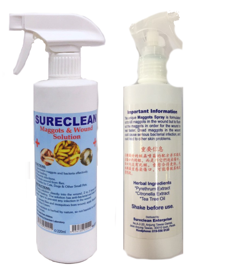 Sureclean Maggots & Wound Solution Maggots Spray Cat Maggots Spray Dog ...
