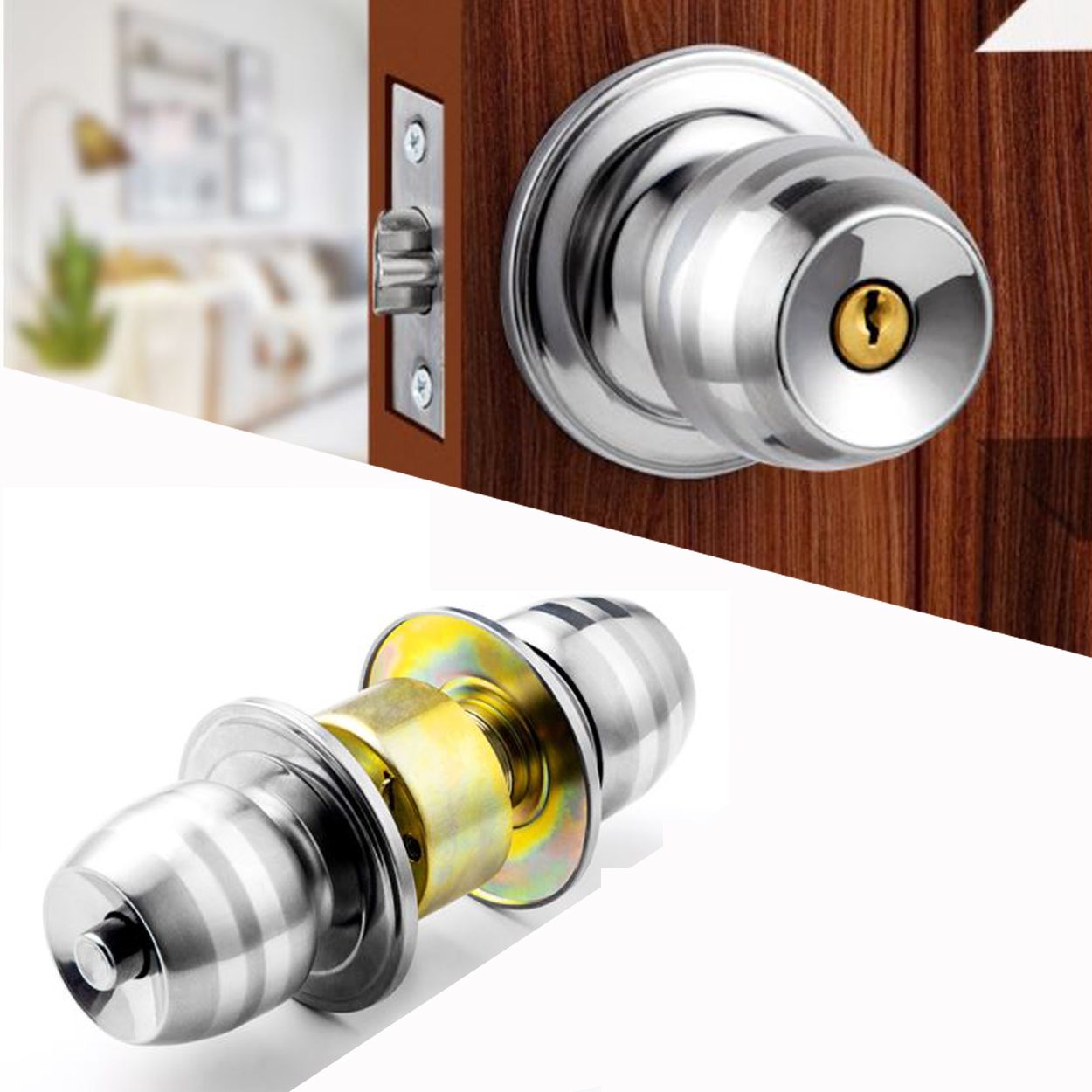 ROUNDBALL LOCK002- Stainless Steel Entrance Passage Round Door Handle ...