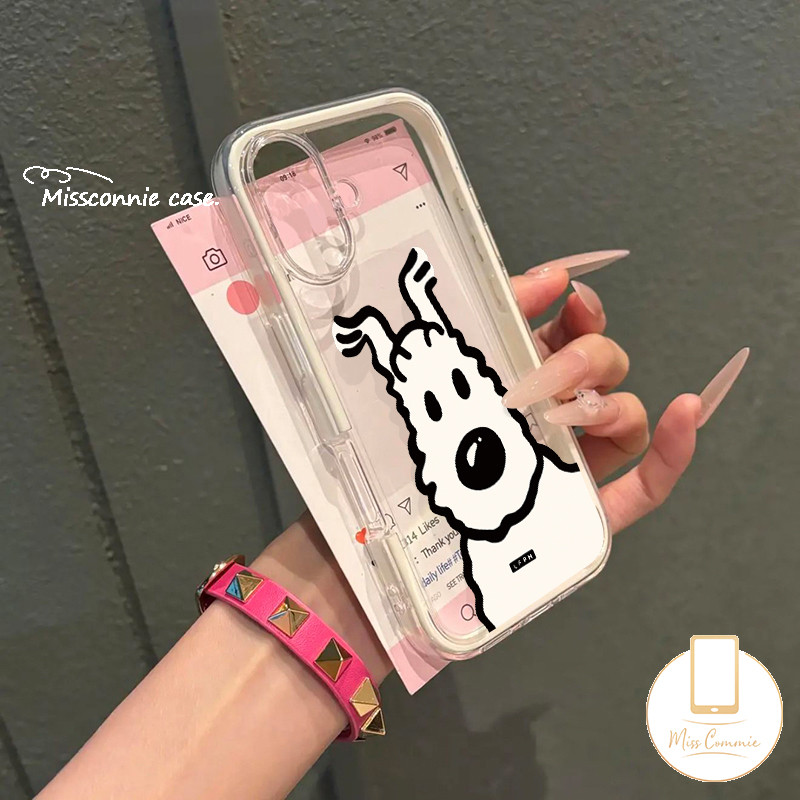 Lucky Cartoon White Little Dog Line Graffiti Case Compatible For IPhone ...