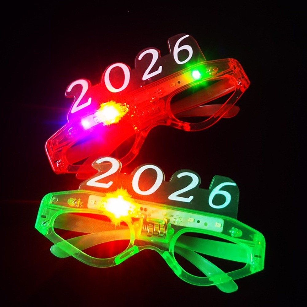 Flashing Blinking LED Glow 2026New Year Glow Glasses Number Letter ...