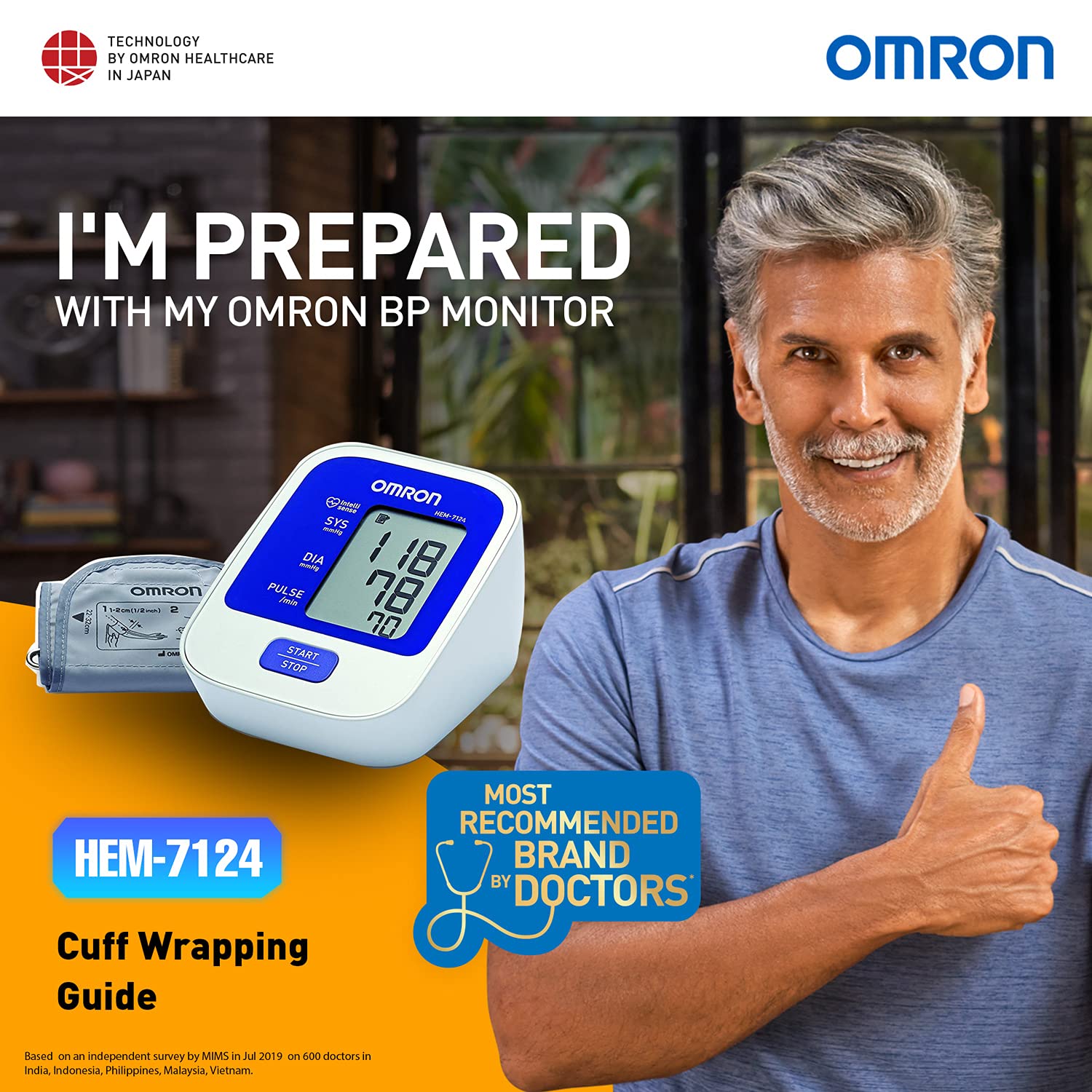 Omron HEM 7124 Automatic Blood Pressure Monitor HEM-7124 BP Monitor ...