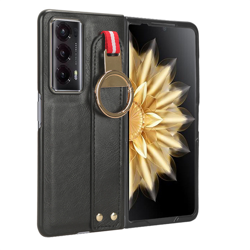Honor Magic V2 Leather Case with Adjustable Wristband Strap Kickstand ...