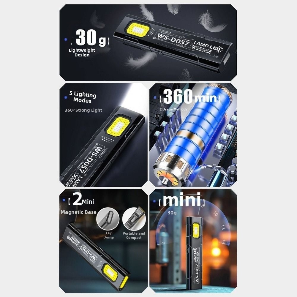 Universal Multifunction Mini EDC Flashlight 5 Modes Tail Magnet ...