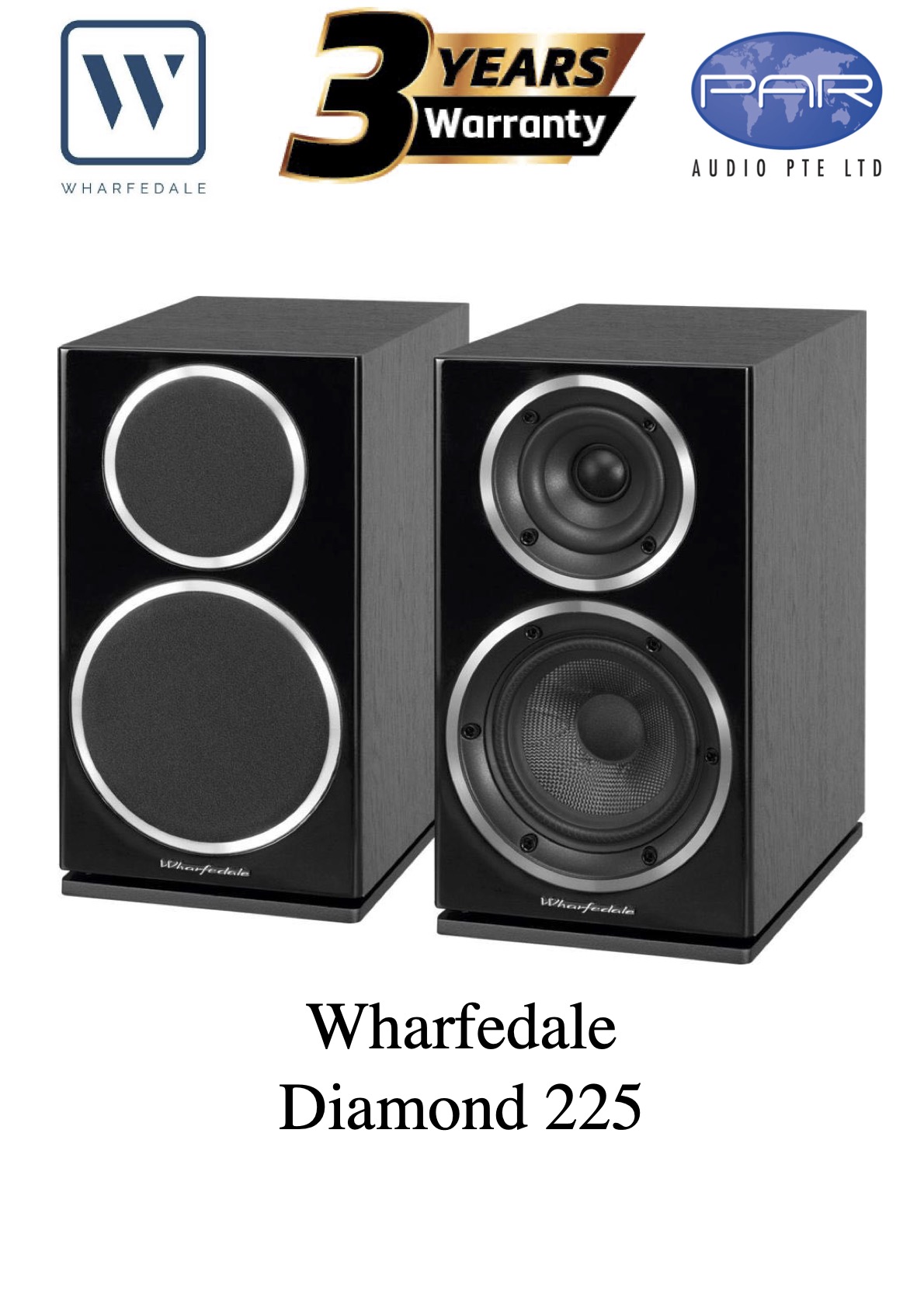 WHARFEDALE DIAMOND 225 (BLACK), BOOKSHELF LOUDSPEAKER, 3 YEARS WARRANTY ...
