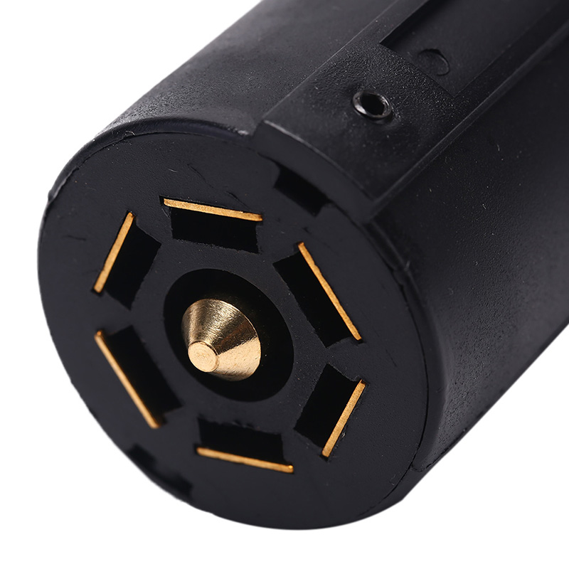 7 Way Round RV Style Trailer Light Plug Connector Adaptor Camper Boat ...