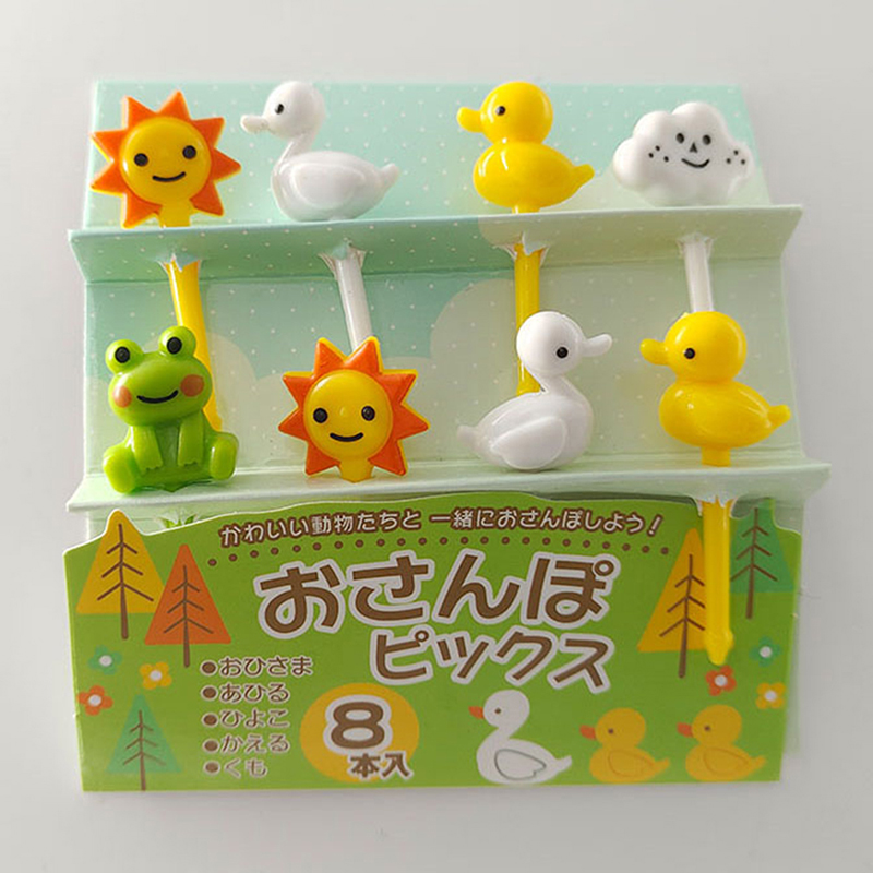 8pcs/set Cartoon Fruit Fork Picks Kids Snack Dessert Bento Sandwich ...