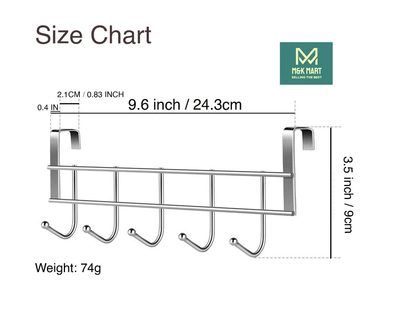 Pack of 03 Over the Cabinet Door Hook Hanger with 5 Hooks ...