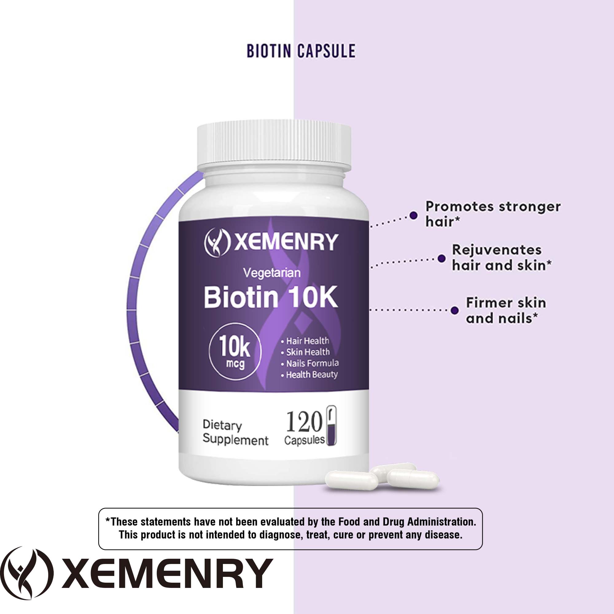 Biotin 10000mcg - with Coconut Oil Vitamin - for Hair Growth, Natural ...