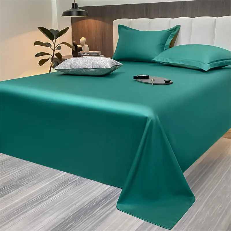 DJHG ผ้าคอตตอน100% สีขาว1ชิ้นผ้าปูที่นอนลายเรียบ + ปลอกหมอน2ชิ้นสิ่งทอ ...