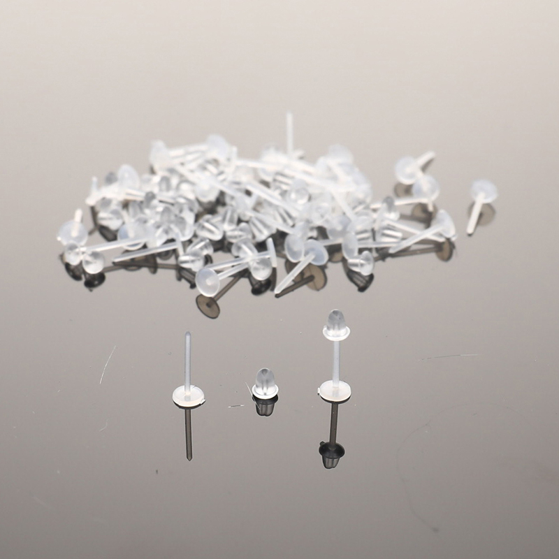 50/200Pcs Invisible Plastic Soft Silicone Rubber Earring Base Pins Stud ...