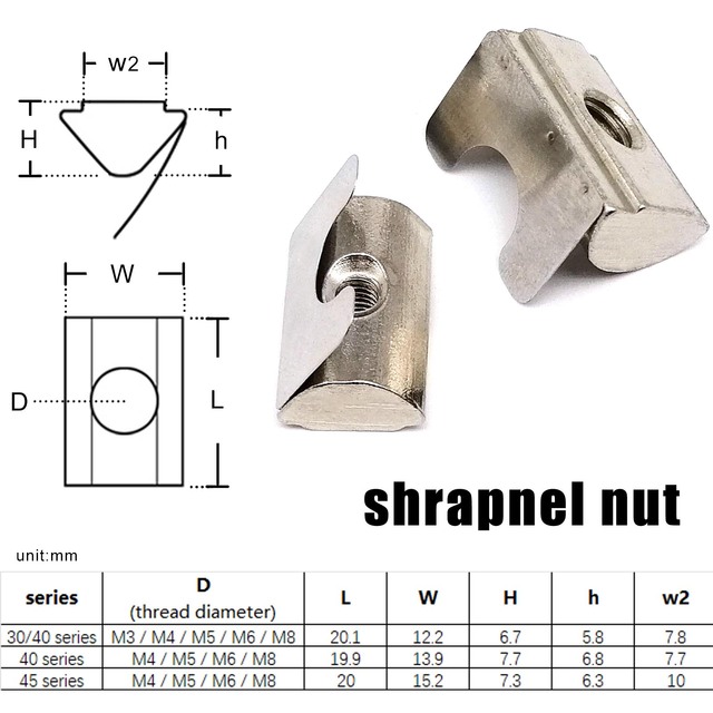 5pc M3 M4 M5 M6 M8 M10 T Shape Block Sliding Nut Drop In Spring ...