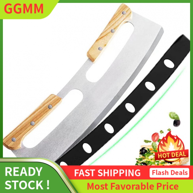 LZD Pizza Cutter Rocker with Wooden Handles & Cover, 14" Sharp ...