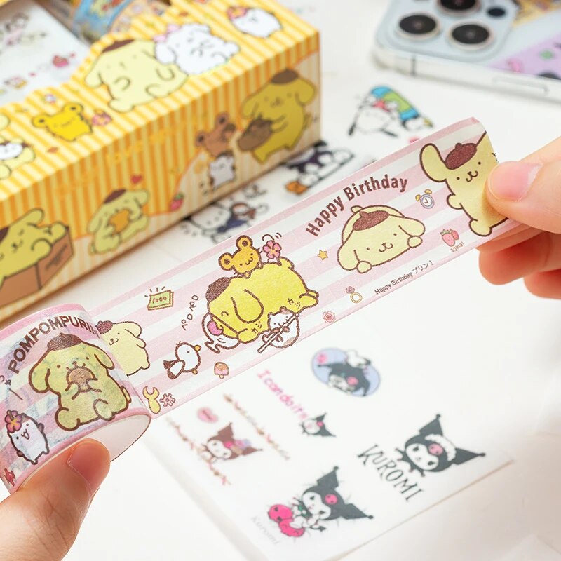 Sanrio Sticker Roll Gift Box Cute Hello Kitty Cinnamoroll Kuromi My ...