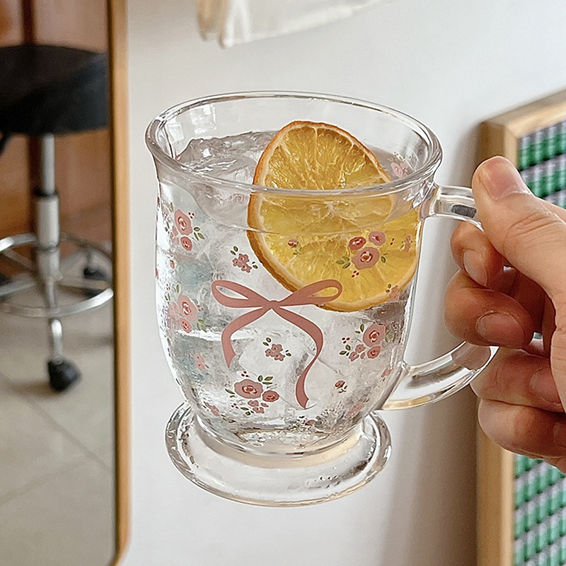 Original French Rose Glass Cup, Bow Knot, Fragmented Flowers Cold ...