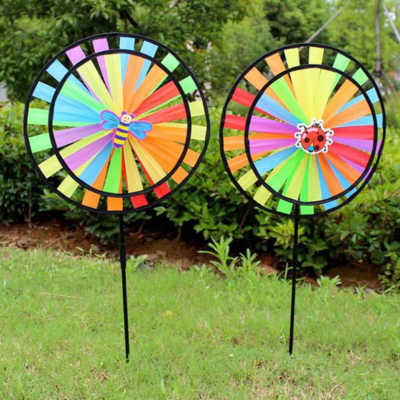 Water Double Layer Colorful Wheel Windmill Wind Spinner Kids Toys ...