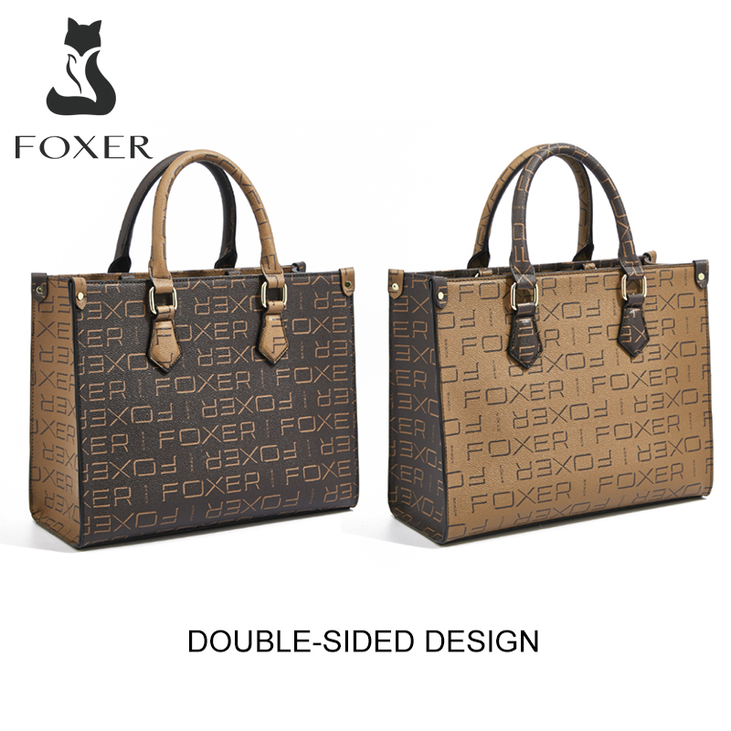 FOXER แบรนด์ใหม่ย้อนยุคพีวีซีจดหมายพิมพ์ผู้หญิงกระเป๋าถือสุภาพสตรี ...