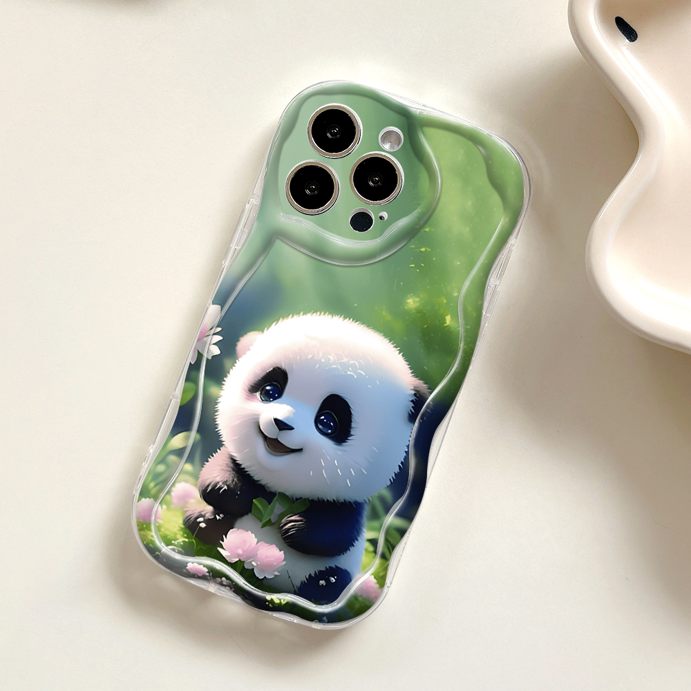 AMORVOR for Samsung A25 5G Back Cover Cute Small Panda Wavy Cream ...