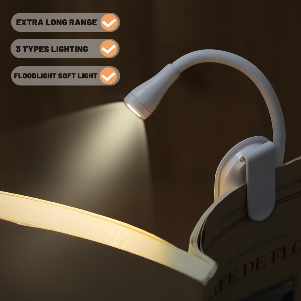 Mini Book LED Eye Protection Reading Night Light Adjustable Clip-On ...