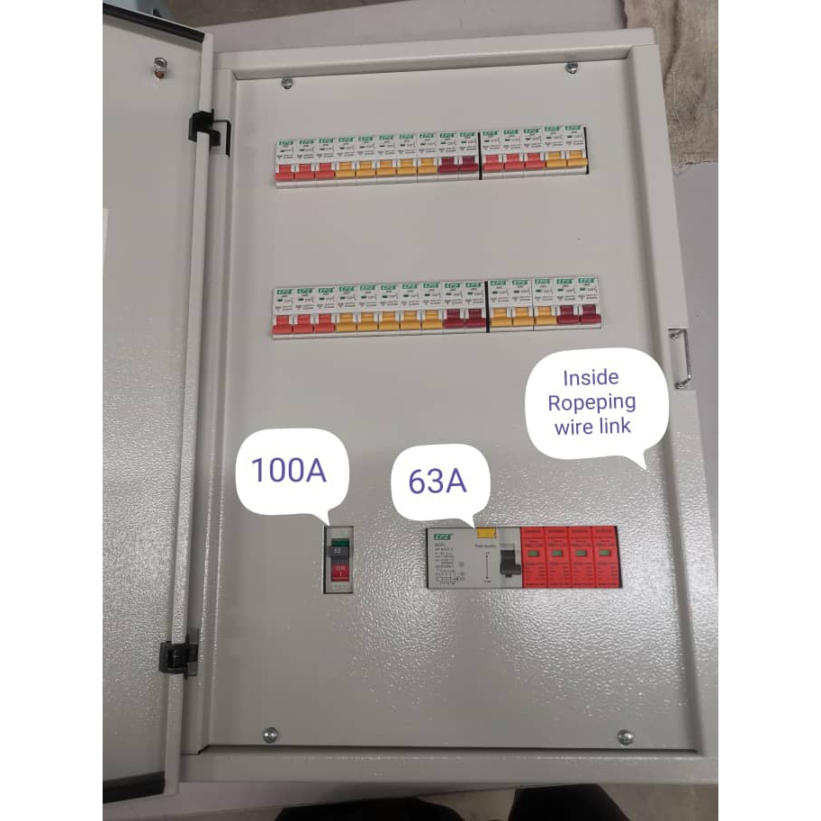 EPS 38WAYS+MCCB FULL SET 3PHASE CONSUMER METAL DB / MCB BOX COMPLETE ...