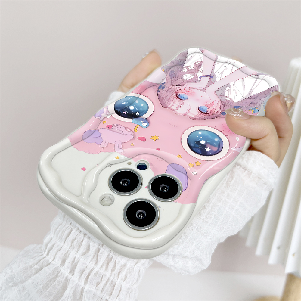 YYDS for Vivo Y28 4G Back Cover Cartoon Girl Case Cream Texture Wavy ...