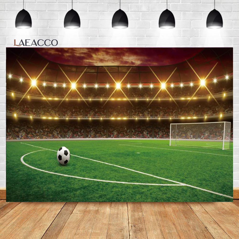 Laeacco Birthday Photocall Backgrounds Football Soccer Field Grassland ...