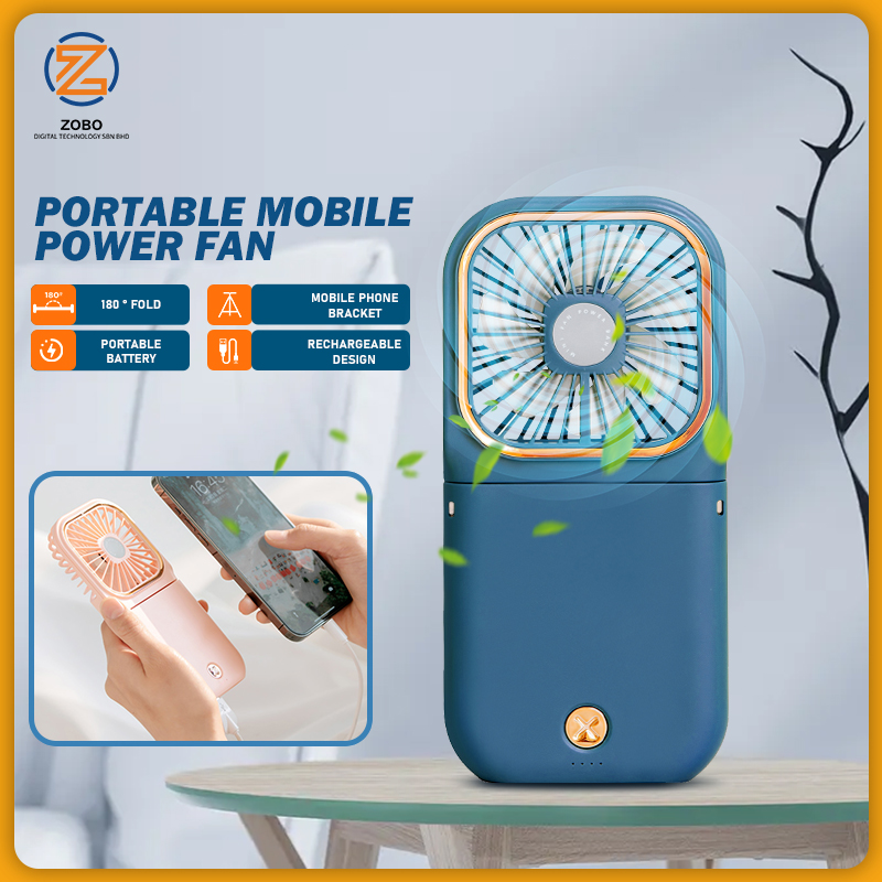 Mini fan power bank 3000mAh powerbank USB Charging Fan Multifunctional ...