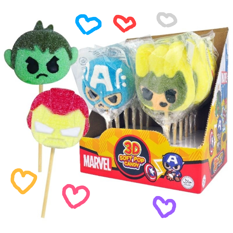 Super Hero Marvel 3D Soft Pop Candy Lollipop (40g x 12pcs) | Lazada