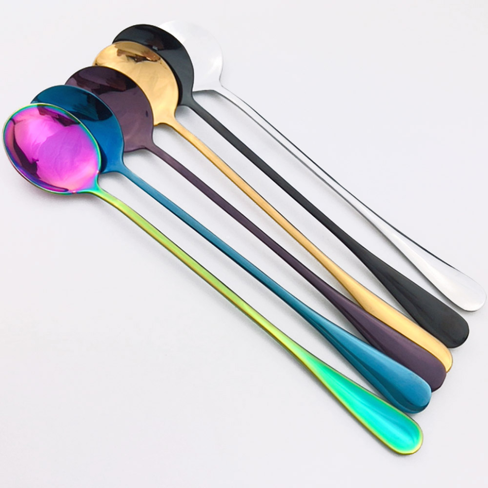 New Ice Spoon Coffee Spoon Tea Cafe Scoop Long Handle Spoons Dinnerware ...
