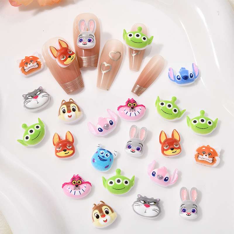 40Pcs Stitch Zootopia Resin Nail Art Charms Anime Character Nail Decor ...