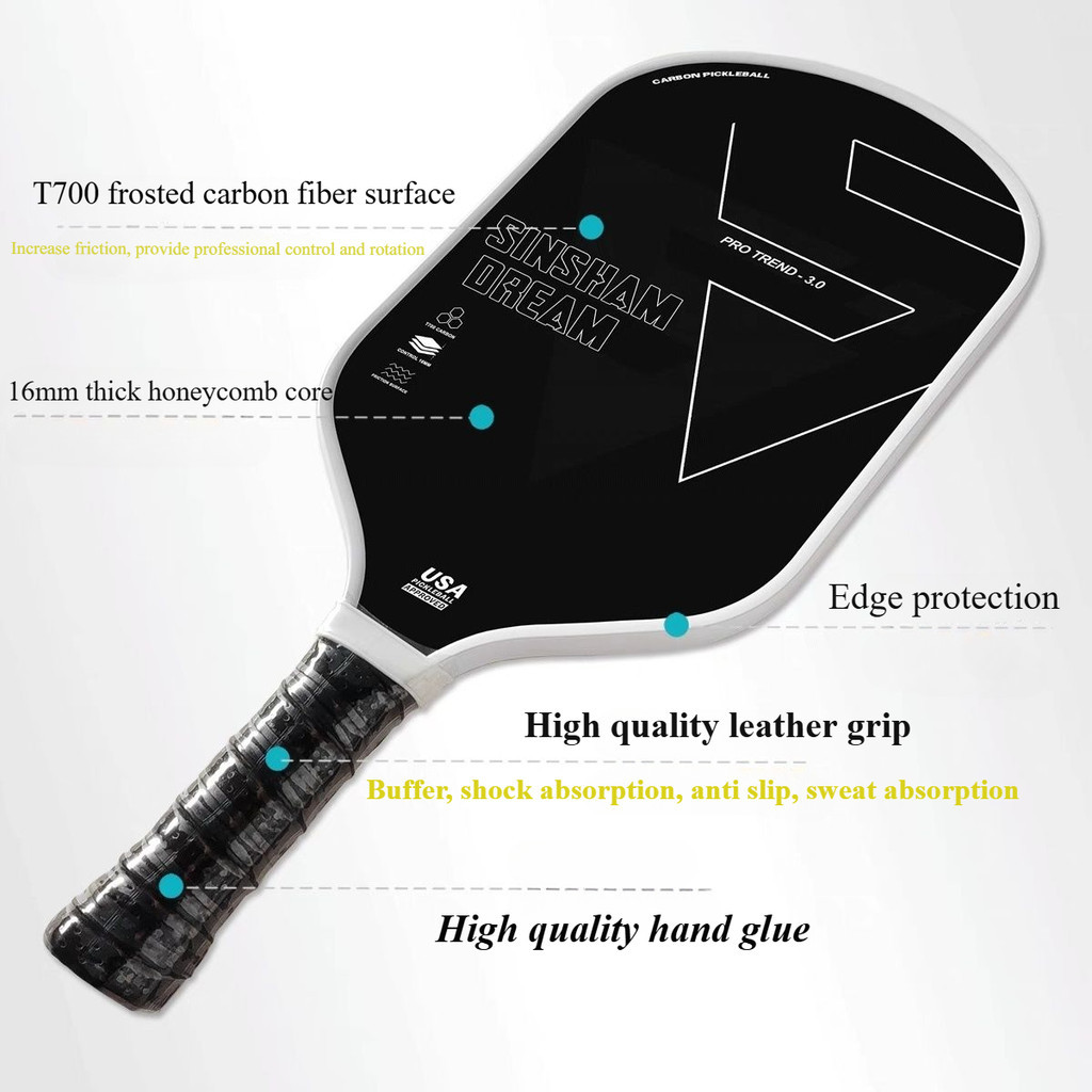 T700 Pickleball 16mm Professional Match Pick Racet T700 Carbon Fiber ...
