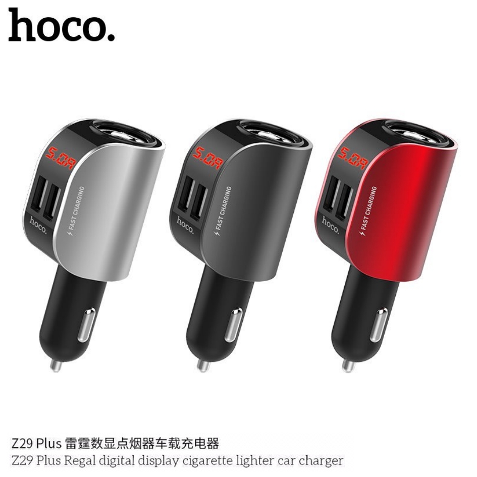 HOCO Z29 Plus หัวชาร์จในรถยนต์ Dual USB 5A Max Car Charger LED Digital Display - hocothailand ...