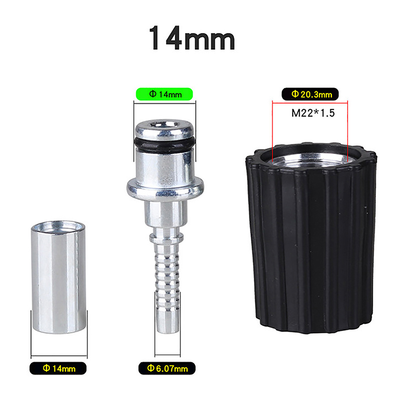 High Pressure Washer Hose Insert Fittings D14 D15mm Ring Nut M22 Car ...