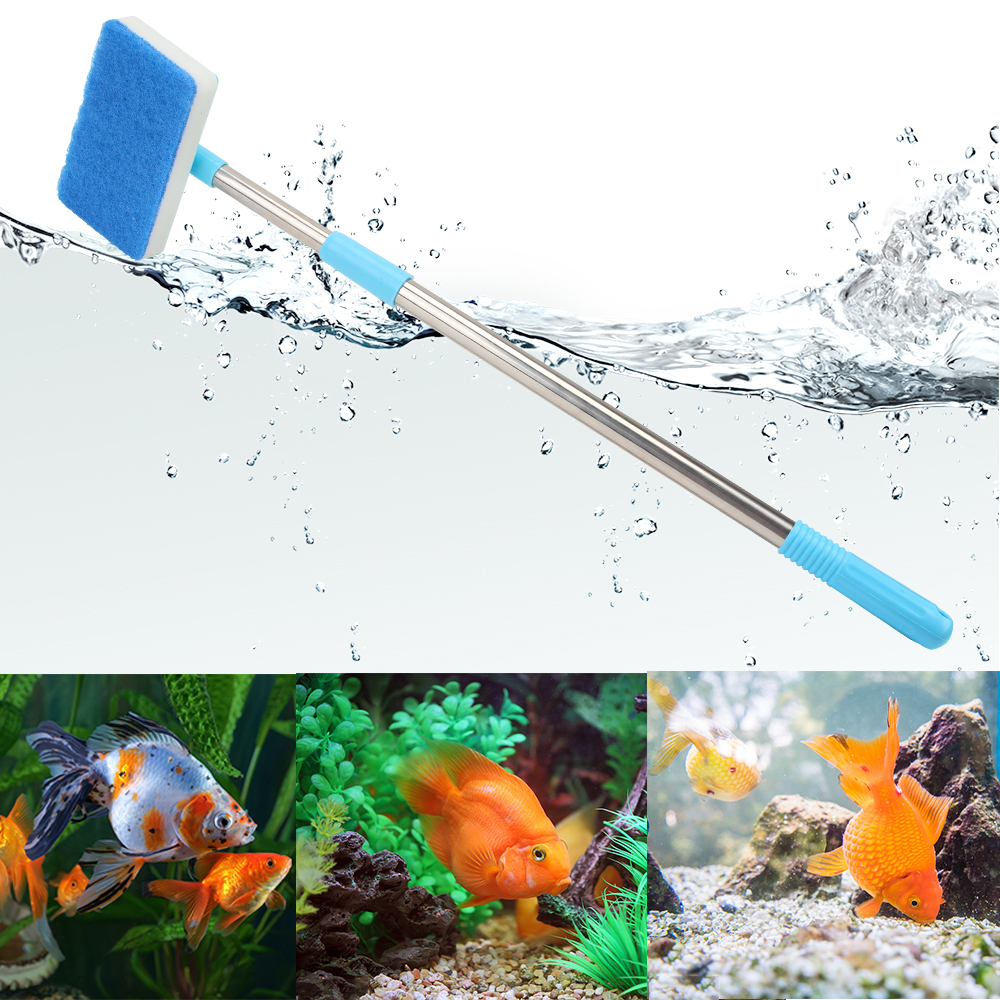 180 Adjustable Cleaner Scrubber Aquarium Fish Glass Window Algae Double-Sided Sponge Cleaning ...
