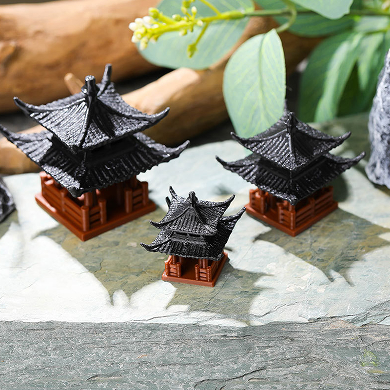 Mini Pagoda Statue Fairy Garden Decor Ancient Building Model Japanese ...