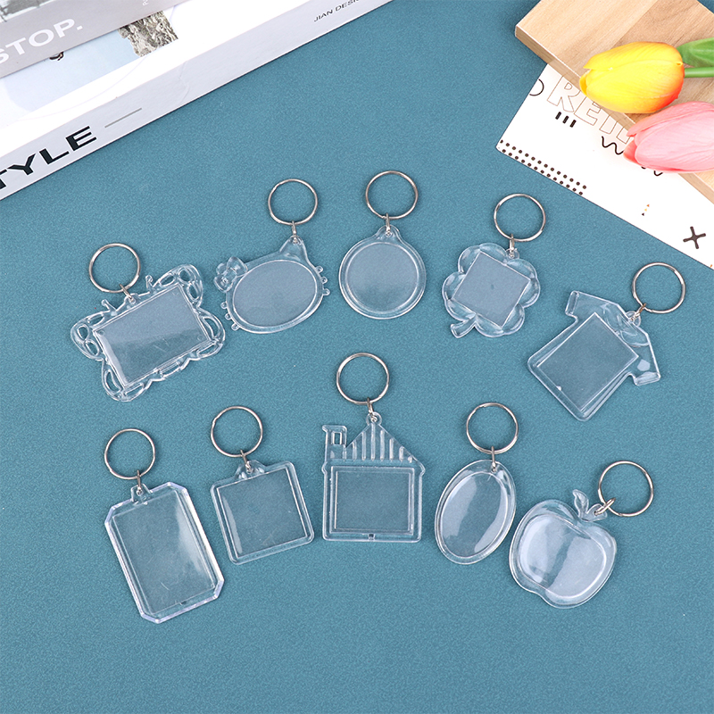 5pcs Blank Photo Frame Keychain Clear Acrylic Keyring Insert Photo ...