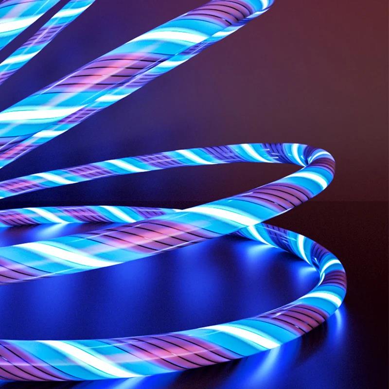 3in1 LED Flowing Light USB Cable For iPhone 14 13 Pro Max Type C Micro ...