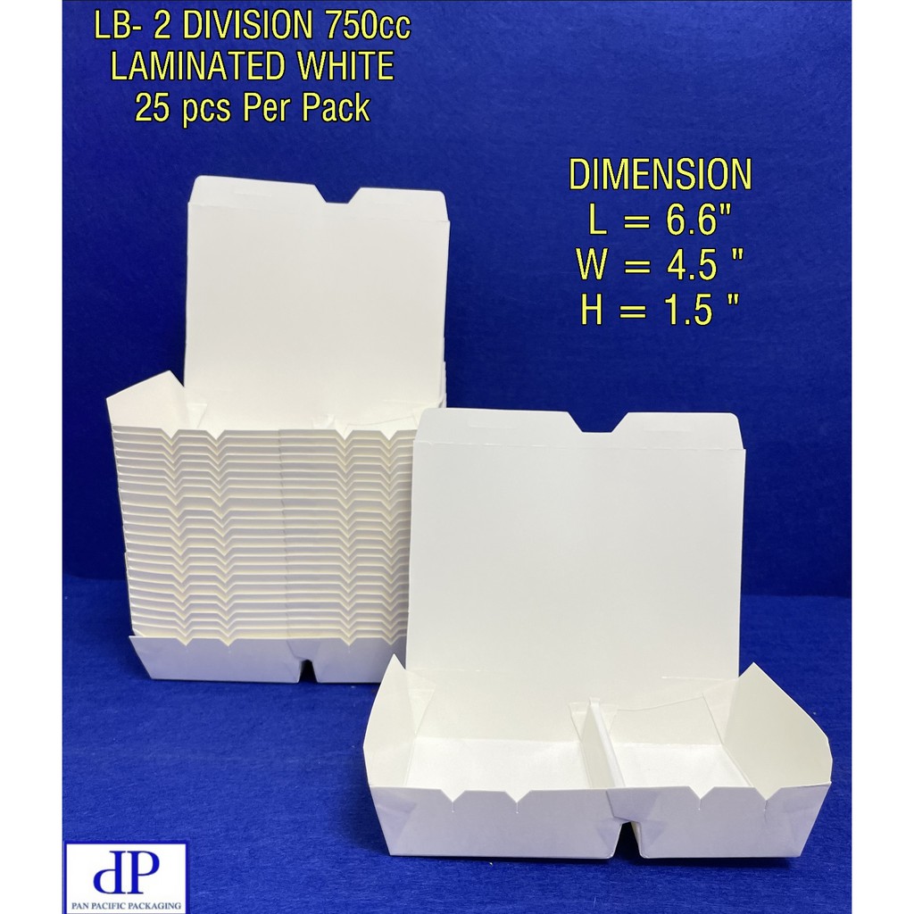 LB-2 division , LB-3 division Paper Meal Box / 25 pcs Per Pack | Lazada PH