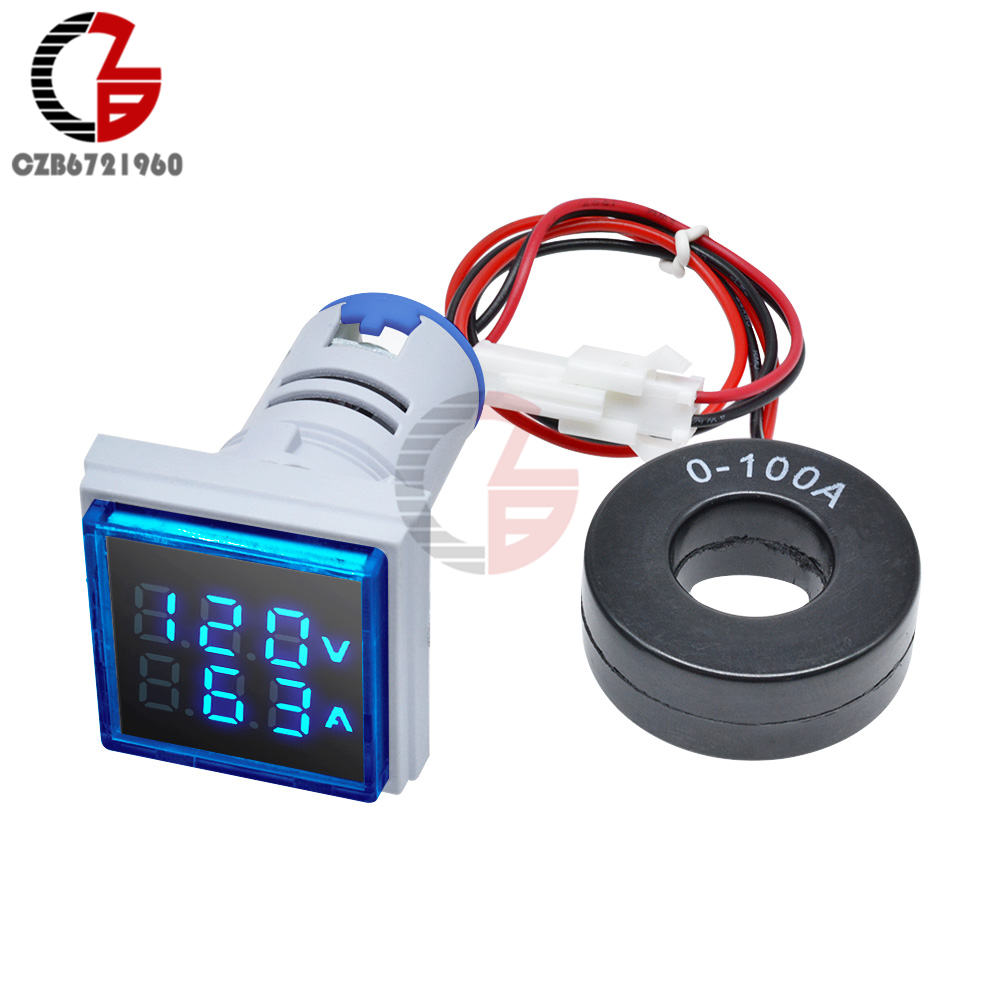 Square Ac Digital Voltmeter Ammeter 50v-500v 0-100a Voltage Current ...